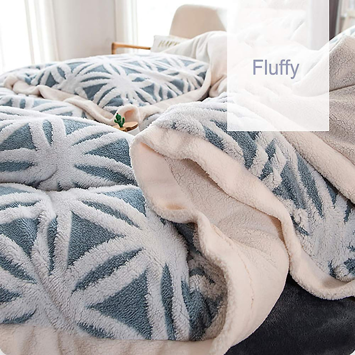 WCPQT Soft Flannel Bedding Set Duvet Cover,with Pillowcases Bed Sheet,Thermal Warm Fluffy Thicken Duvet Cover Set-F King 4pcs 220x240