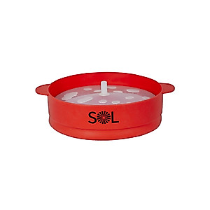 SOL - Heat-Resistant Cooking Utensil Set Microwave Silicone Popcorn Maker with Lid and BPA Free,Heat Resistant Silicone Popcorn Maker Collapsible Bowl 10 X 8 X 6 Inches - Red