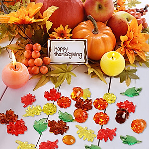 Songjum 105 PCS Acrylic Leaves Fall Vase Filler Decor Very Crystal Clear Acrylic Fall Decorations Thanksgiving Table Scatter for DIY Crafts Home Decoration Thanksgiving Autumn Decor