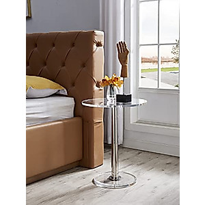 MEETLAKE Clear Acrylic Table with Cone Metal Pole (Large, Silver) …