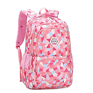 Bansusu Geometric Print Kids Backpack for Girls Boys School Bag Bookbags