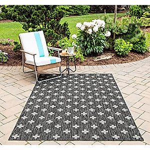 Novogratz by Momeni Villa Collection Umbria Indoor/Outdoor Area Rug, Charcoal, 3'3" x 5'0" Size Mat for Living Room, Bedroom, Dining Room, Nursery, Hallways, and Home Office