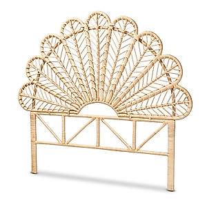 Bali & pari Variel Modern Bohemian Natural Rattan Queen Size Standalone Headboard