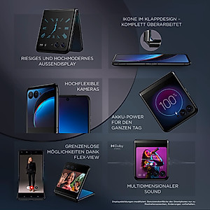 Motorola razr 40 Ultra 5G 256GB Storage + 8GB RAM - 6.9"/3.6" FHD Display - Dual SIM (Nano SIM + eSIM) Unlocked Android 13 Flip Phone - International Version (Infinite Black)