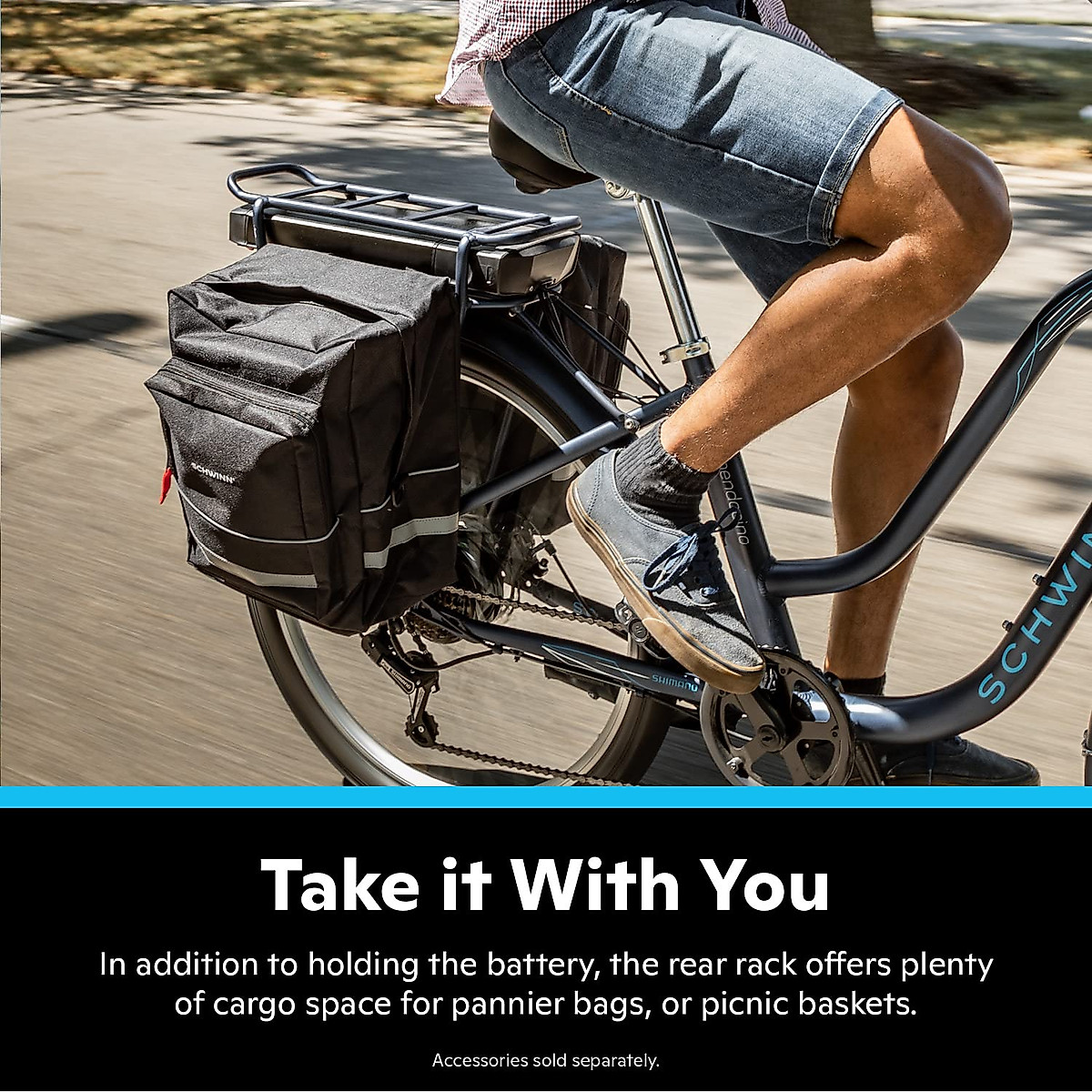 Schwinn Mendocino Adult Hybrid Electric Cruiser Bike, Lightweight Aluminum EBike Frame, 26-Inch Wheels, 6 Speed Drivetrain, Pedal Assist, Charcoal Grey