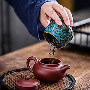 BLLREMIPSUR 2 PCS Ceramic Canister for Loose Leaf Tea, Beautiful Chinese Style Tea Containers with Tassel, Small Tea Coffee Sugar Storage Organizer