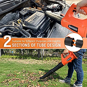 Cordless Leaf Blower - Blütezeit 21V Electric Leaf Blower 320CFM 150MPH with 4.0Ah Battery & Charger, 6-Speed Dial, 2-Section Tubes, Battery Powered for Lawn Care, Snow, Yard, Debris & Dust
