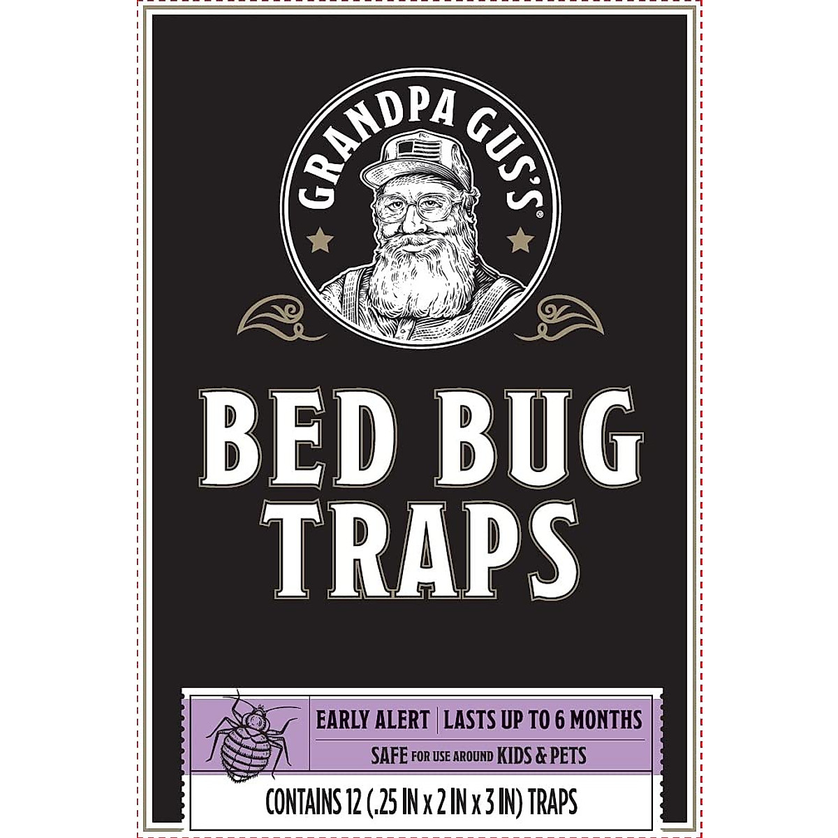 Grandpa Gus's Bed Bug Glue Traps for Home & Travel, Early Detection, Lasts up to 6 Months, Small & Discreet Patented Crush-Proof Design (Pack of 12)
