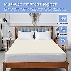 GREATON Breathable 2-inch Foam Mattress Topper with Perfect Body Support | Comfortable Mattress Topper for Ultimate Relaxation, Improves Back Pain, Heavy-Duty Structured Toppers, Queen, White
