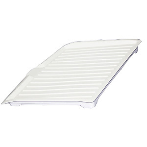 Halyuhn 18 Inch Plastic Dish Drainer Board, Large White Draining Tray with Side Drop Slope Diversion, Water Drain Board Drying Plate Dish Strainer Mat with Non-Slip Base for Bowl Cup Kitchenware