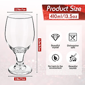 Patelai Clear Glasses 13.5 oz Water Goblet Glass Stemmed Water Glasses for Juice Wine Beer Tea Milk Cold Beverages Drinks (12 Pcs)