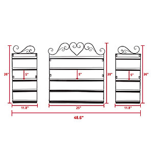 DAZONE 3 in 1 Nail Polish Wall Rack Organizer Holds 200 Bottles Nail Polish Shelf 3 pcs Included Black