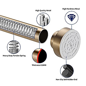YNL Shower Curtain Rod Tension- No Drill, Never Rust, Non-Slip Spring Tension Rods for Window/Bathroom, 42-73 inches, Shower Rod Stainless Steel, Warm Gold
