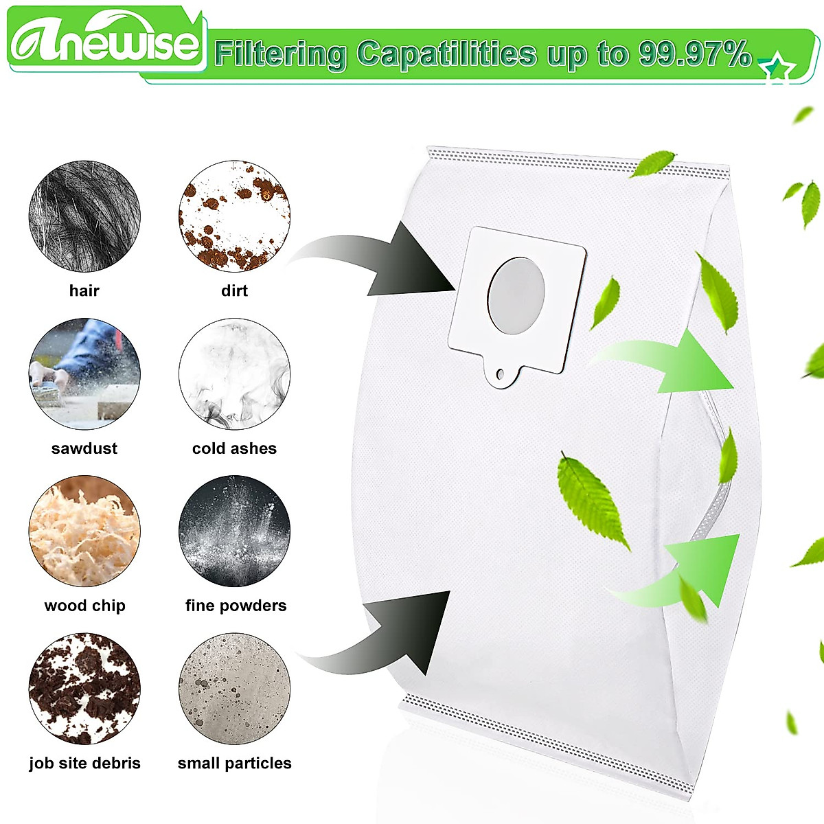 Anewise Q/C 53292 Canister Vacuum Bags for Kenmore 600 Series 81214 81614 400 Series 81414 200 Series 81214 BC4002 Bagged Canister Vacuum Cleaner, 10 Pack