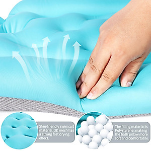Full Body Bath Pillow for Bathtub, Bath Pillows for Tub with Mesh Laundry Bag & Non-Slip Suction Cups, 3D Air Mesh & Quick Drying Ocean Blue