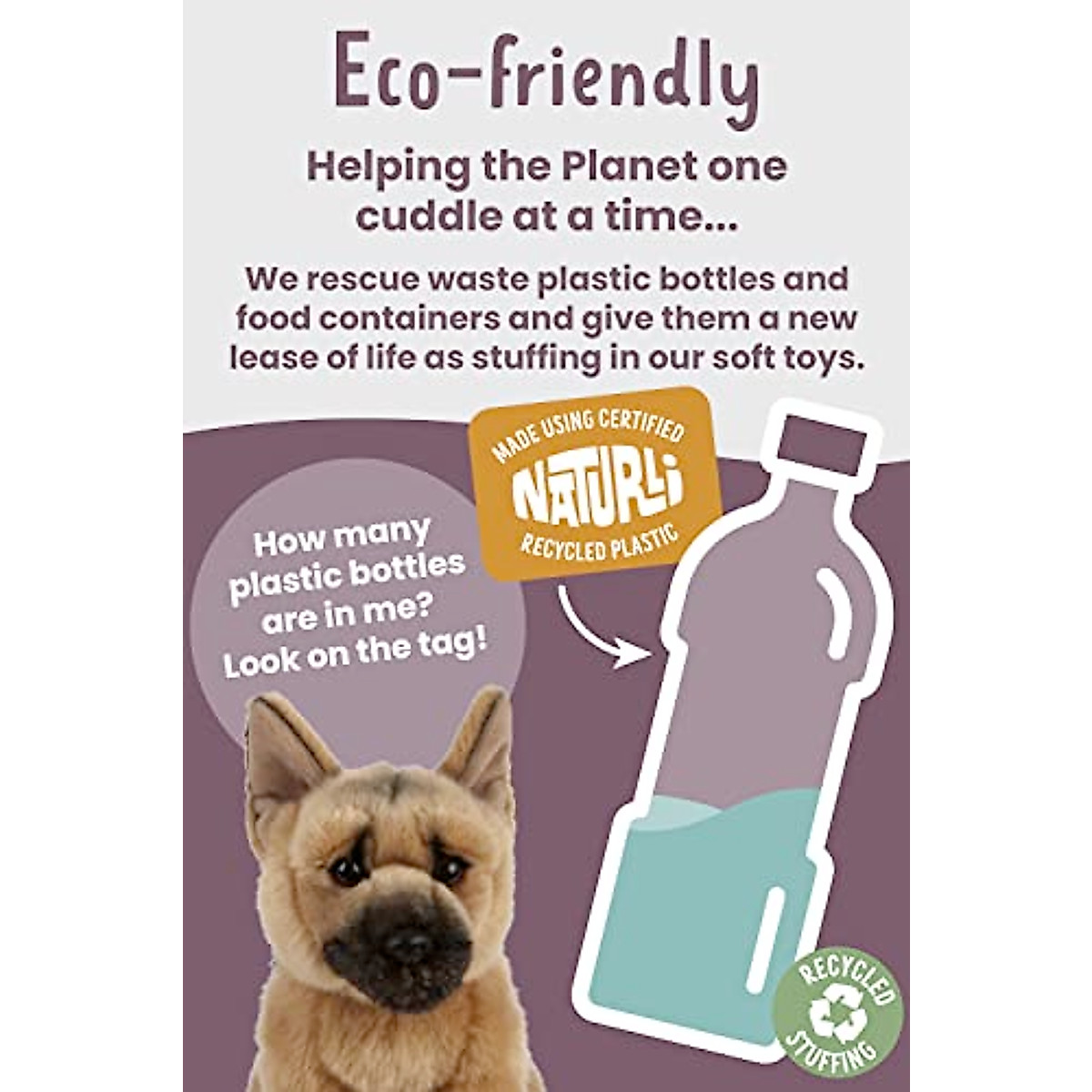 Living Nature German Shepherd Stuffed Animal | Fluffy Dog Animal | Soft Toy for Kids | 8 inches