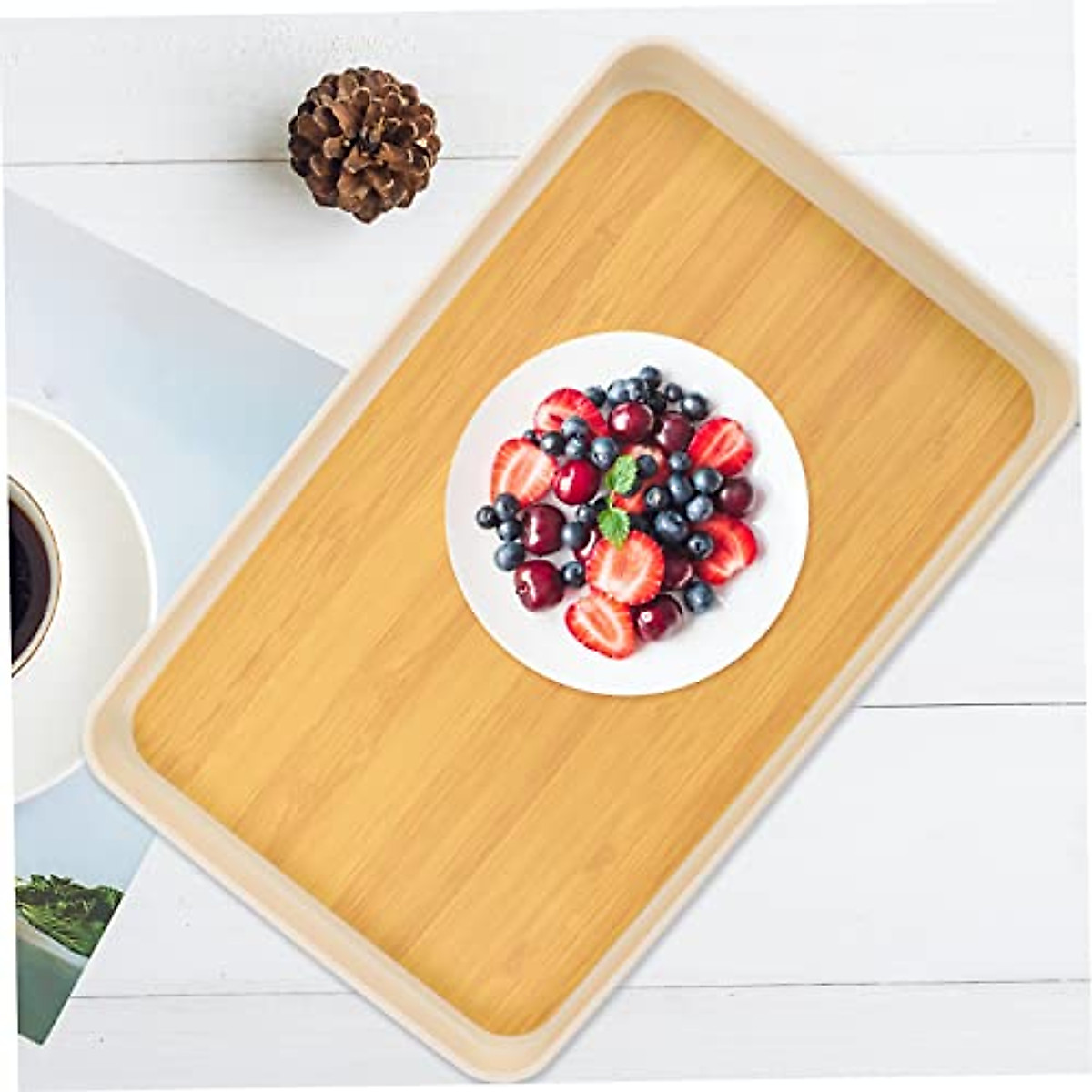 Abaodam 2pcs Dessert Plate Serving Tray Dessert Tray Desktop Accessories Skin Care Accessories Wooden Breakfast Tray Japanese Sushi Tray Multi-Function Fruit Plate Convenient Coffee Tray