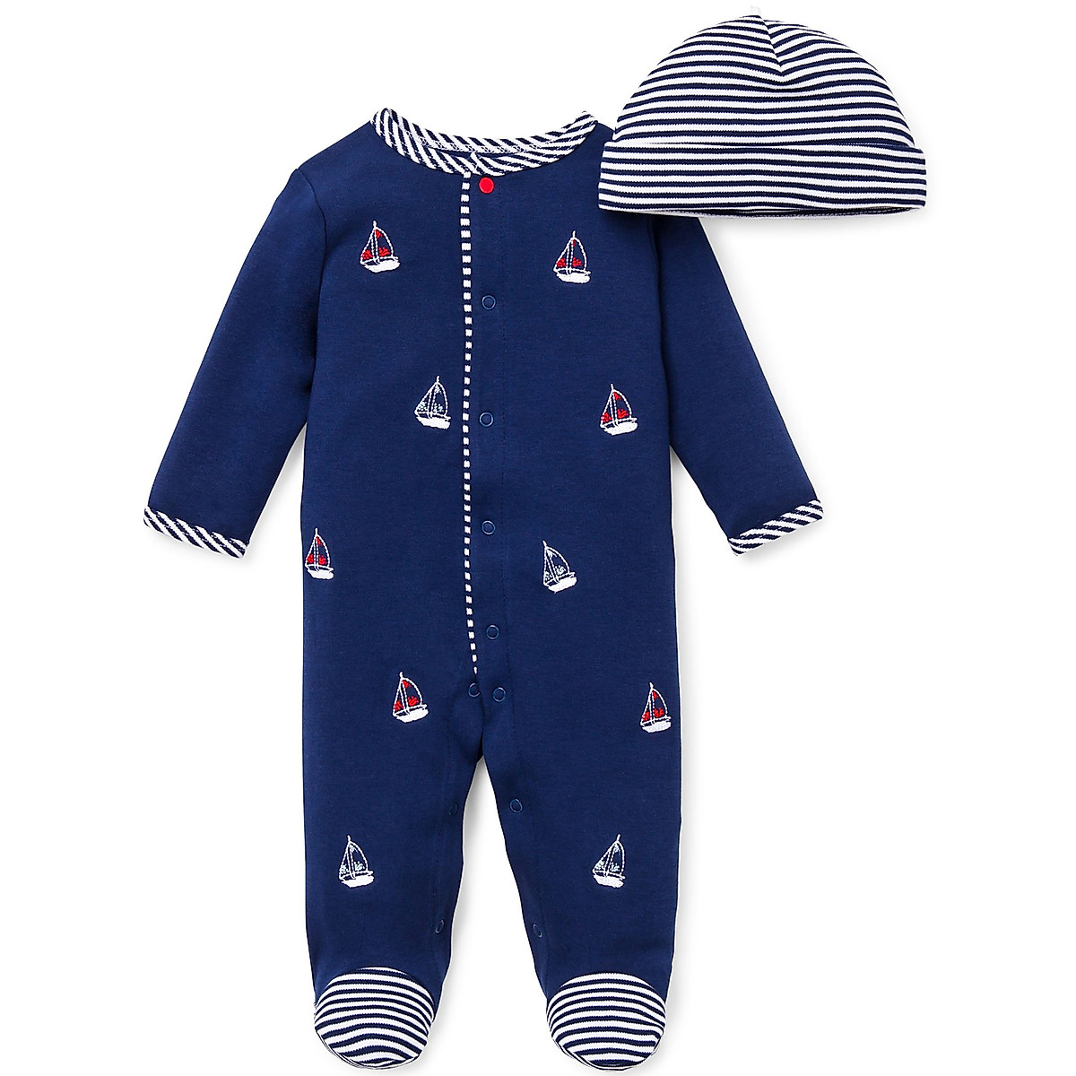 Little Me baby boys Footie Hat infant and toddler rompers, Navy, 0-3 Months US