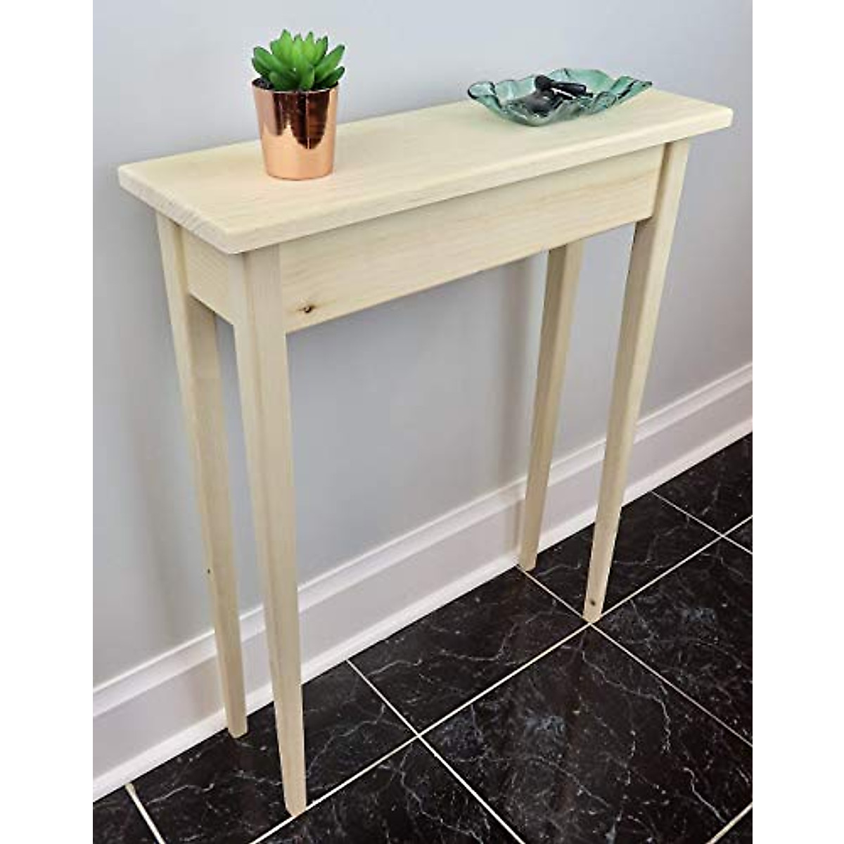 24" Unfinished Pine Narrow Tapered Leg Console Sofa Table