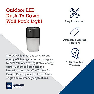 Lithonia Lighting OVWP LED 40K 120 PE DDB M4 Outdoor OVWP LED Dusk-to-Dawn Wall Sconce in Bronze, 14 Watts, 1240 Lumens