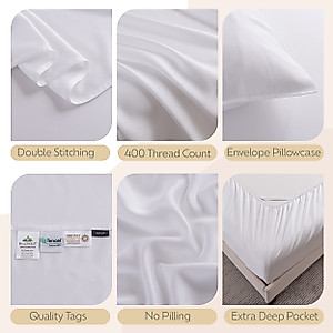 Eucalyptus Lyocell Bed Sheets, Hypoallergenic 100% Organic Tencel, Thermal Regulating and Moisture Wicking for Hot Sleepers, Superior Thread Quality, Extra Deep Pockets King Size – White