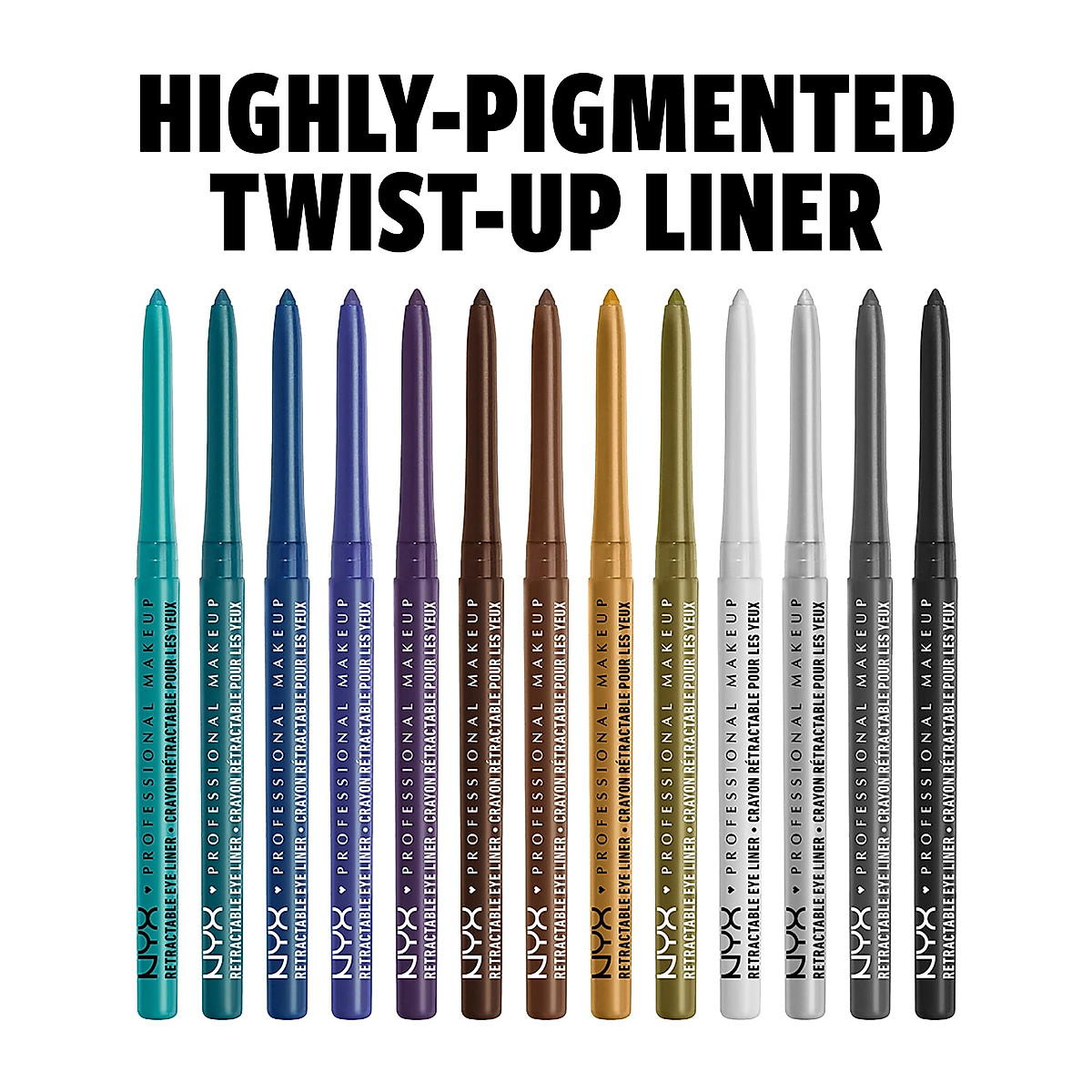 NYX PROFESSIONAL MAKEUP Mechanical Eyeliner Pencil, White and Slim Lip Pencil, Long-Lasting Creamy Lip Liner - Peakaboo Neutral