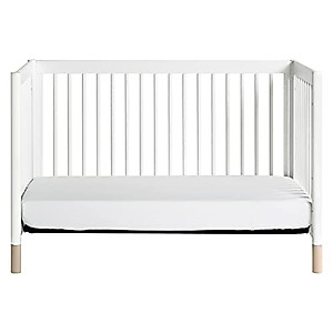 Babyletto Gelato 4-in-1 Convertible Crib with Toddler Bed Conversion in White and Washed Natural, Greenguard Gold Certified