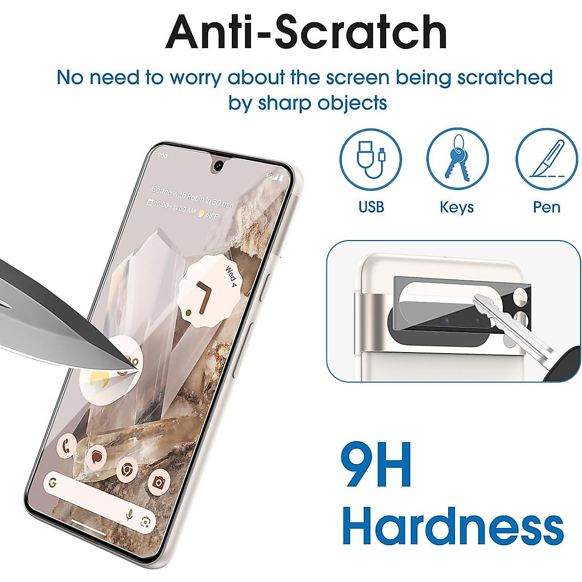 amFilm 3+1 Pack for Google Pixel 8 Pro Screen Protector 6.7" Tempered Glass, Ultrasonic Fingerprint Compatible, with Easy Installation Frame, Anti Scratch, Bubbles-Free, Case Friendly