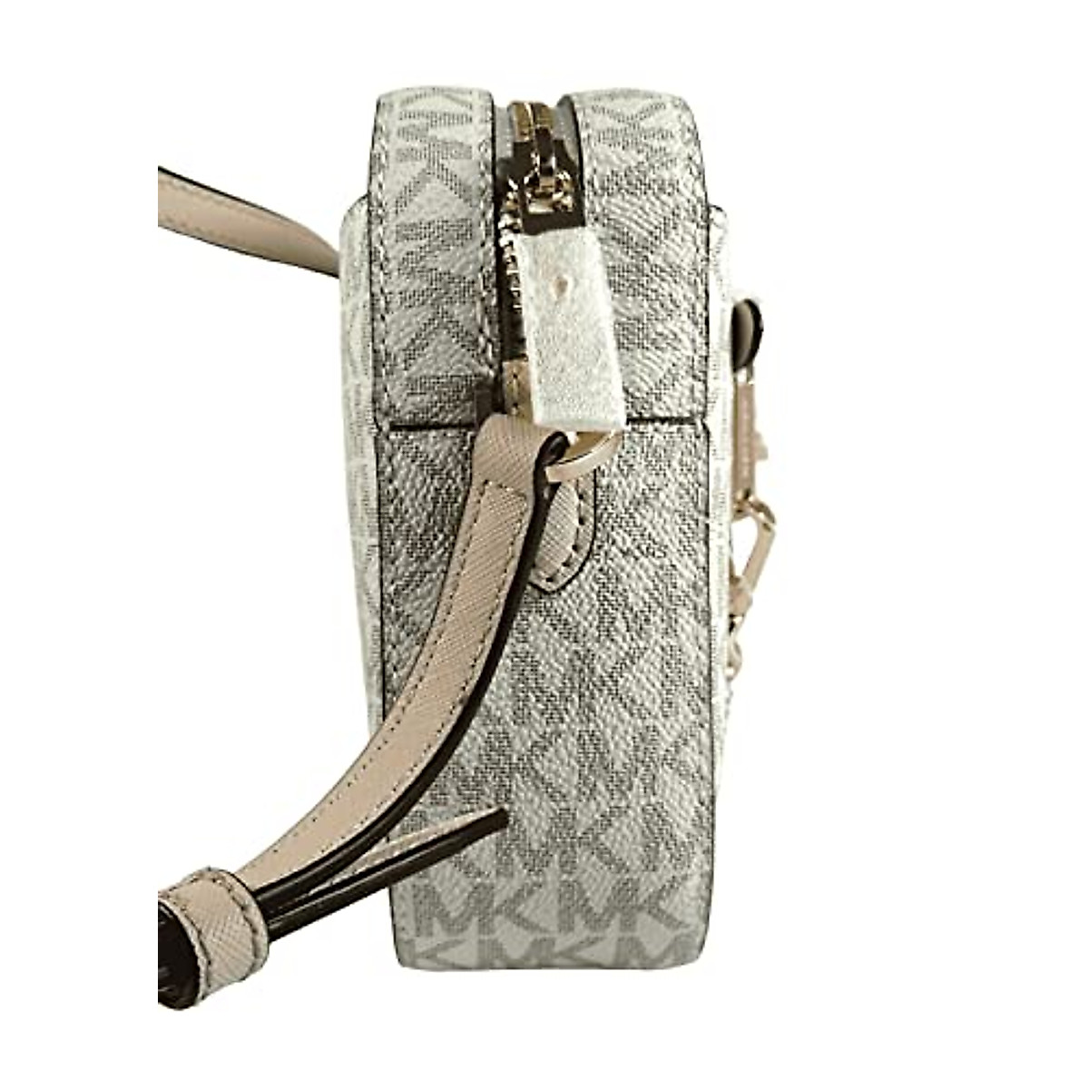 Michael Kors Jet Set East West Chain Crossbody Vanilla MK Powder Blush Pink Bundled with Michael Kors Jet Set Card Holder in Ballet