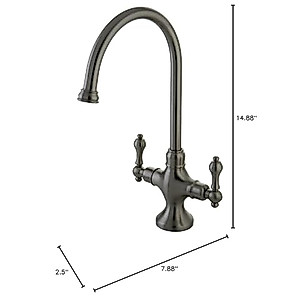 Kingston Brass KS1768ALLS Vintage Two-Handle Kitchen Faucet, 7-7/8 inch in Spout Reach, Brushed Nickel