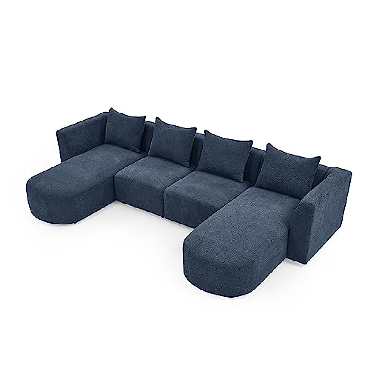 U-Shaped Stylish Comfy Sectional Sofa Couch with 2 Single Seats and Lounge Chaises, Oversized Modern DIY Combination Convertible Modular Sofa & Couch, Cloud Deep Seater Cozy Sofá for Living Room