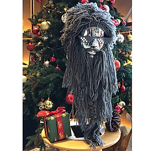 Creative Barbarian Knit Beard Hat Funny Knit Hat Wig Beanie Hat Beard Facemask