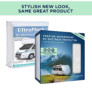UltraBlock Ultra Plush Waterproof Mattress Protector (RV Short Queen) – Breathable, Vinyl Free, Noiseless Mattress Cover, Fitted Style with Deep Pockets (12-15"), RV Accessories for Travel Trailers