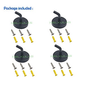 NELXULAS Classic Black Stainless Steel Heavy Duty Coat Hook, Durable Robe Hanger Wall Mount Hook, Perfect Touch Your Bathroom, Bedroom, Closets, Wardrobe, Kitchen (2", 4 PCS)