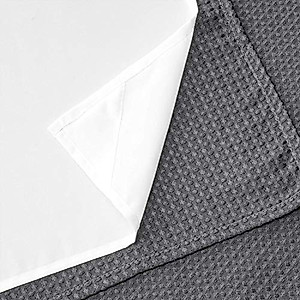 No Hooks Required Waffle Weave Shower Curtain with Snap in Liner - 71W x 74H,Hotel Grade,Spa Like Bath Curtain,Gray