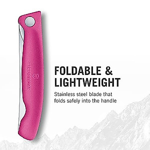 Victorinox Swiss Classic Foldable Paring Knife, Wavy Edge Pink 4.3 in
