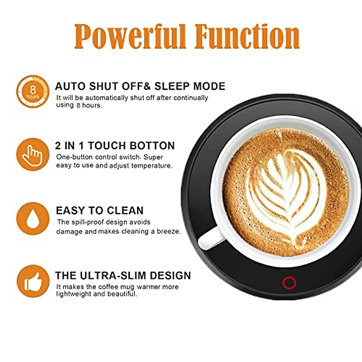 Coffee Mug Warmer, Smart Beverage Warmer with Touch Screen Switch, Electric Mug Warmer for Office Home Use, Cup Warmer Plate for Coffee, Milk, Tea, Water