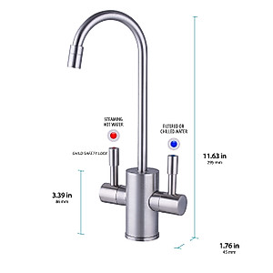 Ready Hot RH-F560-BN Faucet Only for Instant Hot Water Tank, Insulated, Safety Lock on Handle, Dual Lever Hot & Cold Water, Brushed Nickel Finish