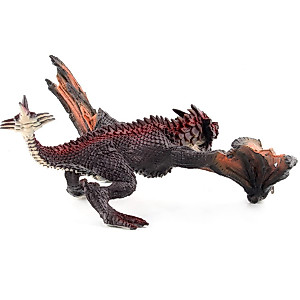 8" Dragon Toy Figure, Realistic Plastic Ancient Mythological Fire Creature Model Decoration Collector Figurine for Kids, Adults