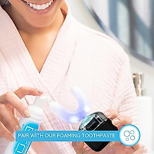 GO SMILE Sonic BLU Hands-Free Professional Teeth Whitening Kit - Hands Free Toothbrush With Gum Massager - Includes Cordless Charger & Foaming Toothpaste & Whitening Tray - No Tooth Sensitivity -Black