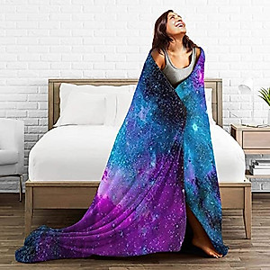 Purple Galaxy Blanket Super Soft and Warm Flannel Star Throw Blankets for Couch Sofa Galaxy Gifts for Kids Adults Men Women