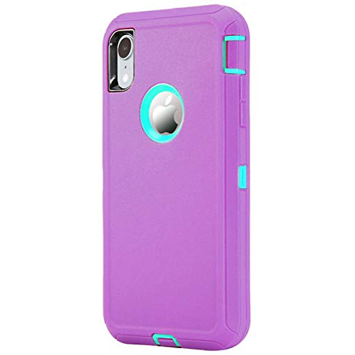 Stroson for iPhone XR Case with Built in Screen Protector Heavy Duty Shockproof Full Body 3 in 1 Rugged Bumper for Women Man Protective Cover Phone Case for iPhone XR 6.1” (Purple/Mint)