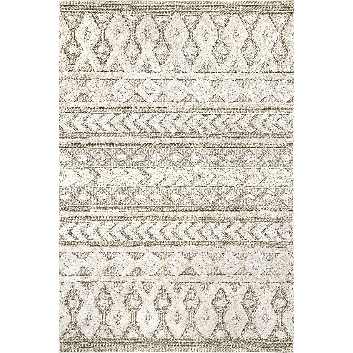 nuLOOM Rebecca High Low Textured Shaggy Area Rug, 8x10, Beige