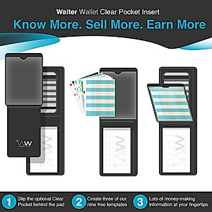 Waiter Wallet Deluxe (Black) Server Book Organizer with Clear Pocket Insert for Waiters and Waitresses | Includes Restaurant Guest Order Pad | Medium Size fits Apron Pockets | 4.75" x 6.75"
