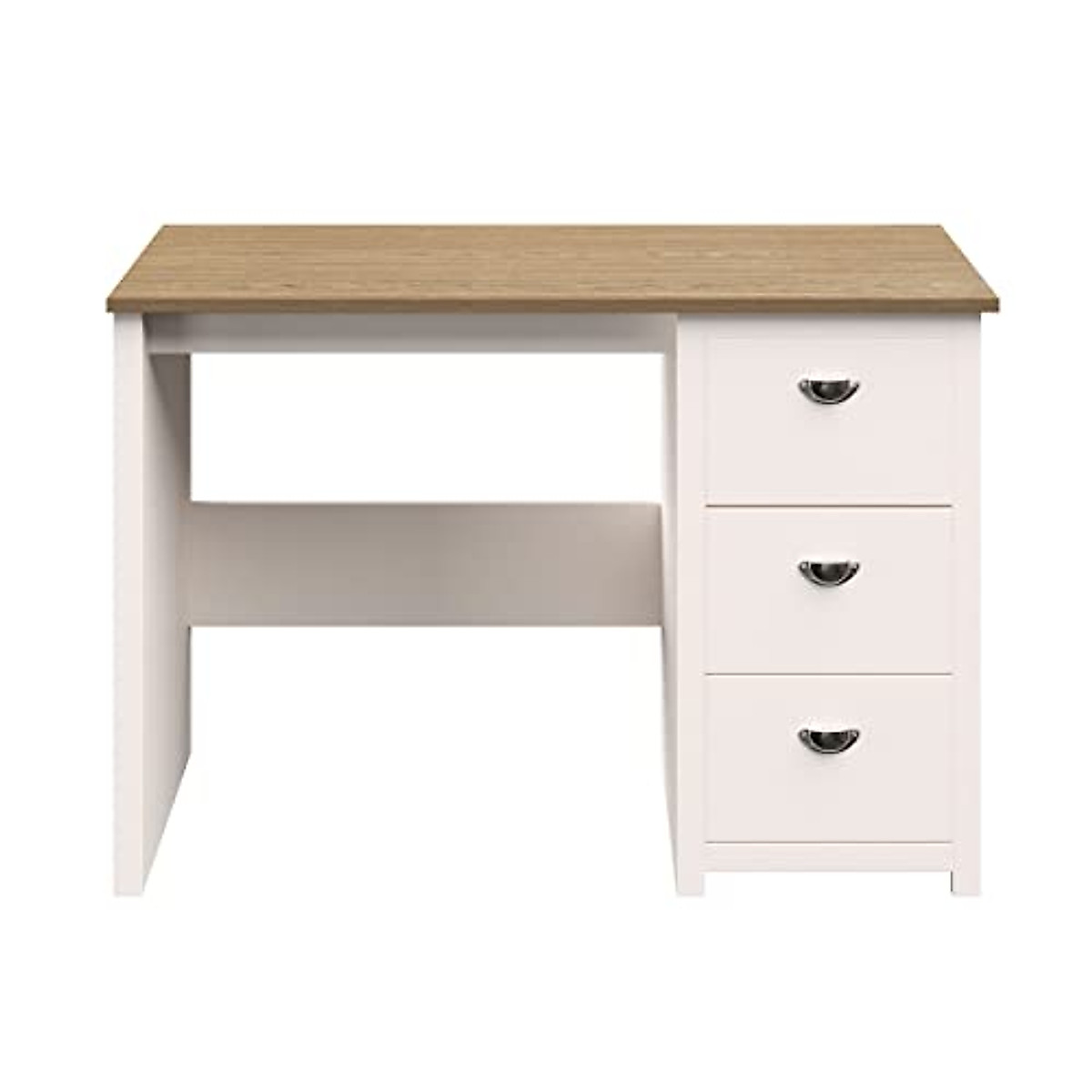Lavish Home Computer Desk with 3-Drawers, White and Wood Finish