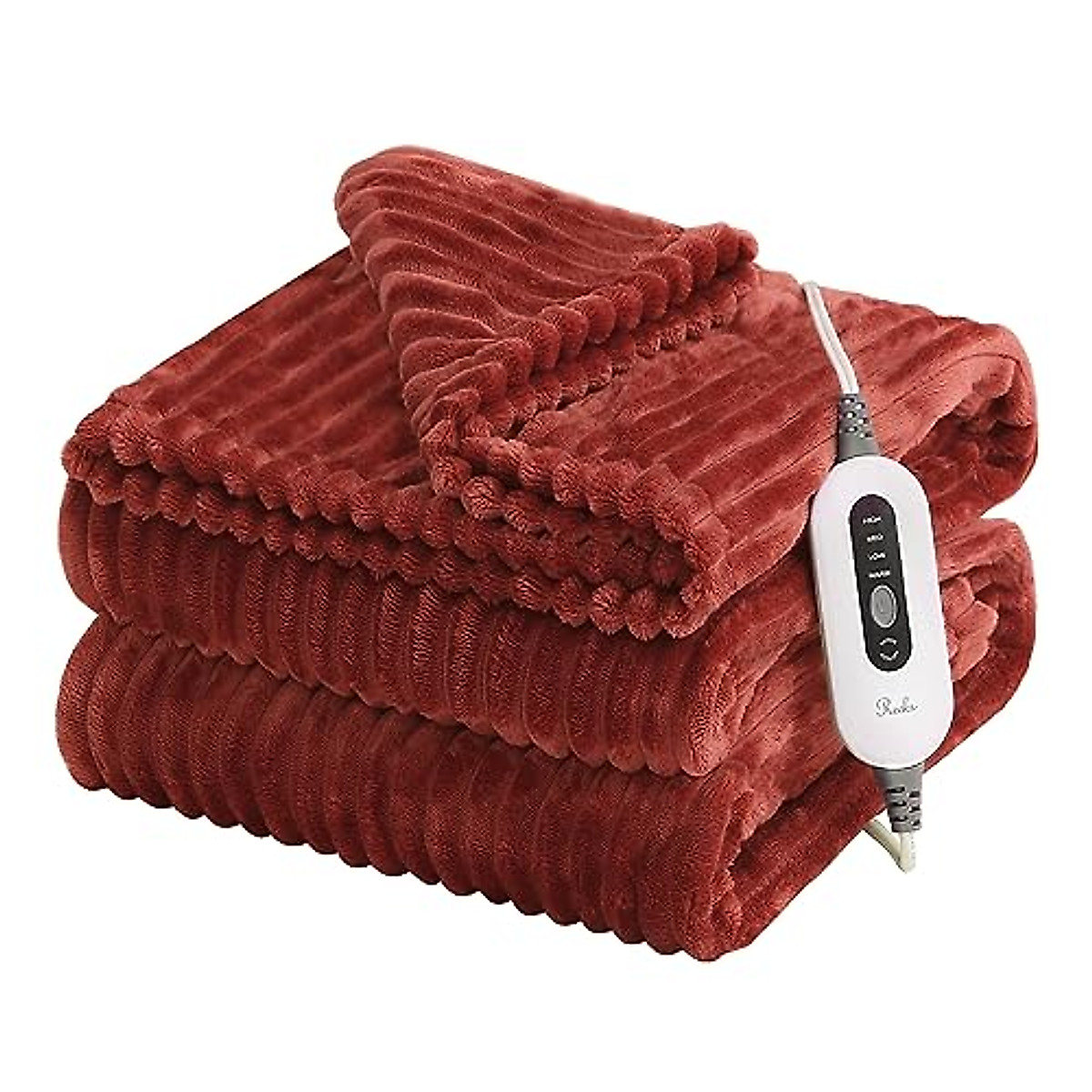 Reaks Heated Blanket Throw - 50" x 60" Electric Blanket with 4 Fast Heating Levels & 3 Hours Auto Off, Soft Flannel Heating Blankets for Home Office, UL&FCC Certification, Machine Washable, Red