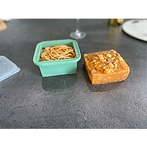 OOKIDOKI Extra-Large Silicone lasagne leftover Freezing Tray with Lid -Easy-Release 2 Cup Freezer Containers-2pack-makes 2 perfect 2cup portions - freeze soup broth lasagne leftovers or sauce(Green)