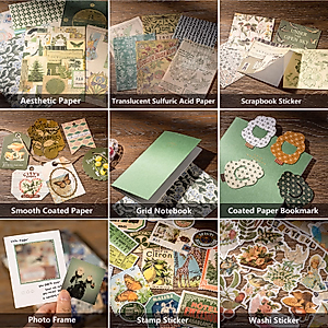 JOYCHOIC Vintage Junk Journal Supplies Aesthetic Journaling Kit, Scrapbook Papers Stickers Large Collection for Bullet Scrapbooking Materials, Planner DIY Arts Craft Collage, Adults