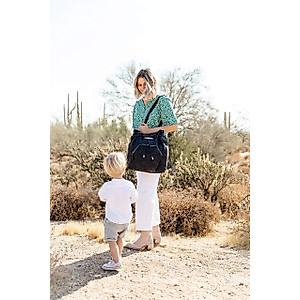 Petunia Pickle Bottom Cinch Convertible Diaper Bag Backpack for Busy Parents, Stylish, Spacious, & Secure, Fits All Essentials for Everyday Use or Travel (Midnight Leatherette)