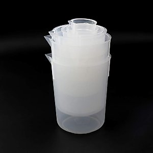 ULAB Scientific Plastic Beaker Set, 5 Sizes 50ml 100ml 250ml 500ml 1000ml, 2pcs for Each Size, Stackable with Spout, Molded Graduation, UBP1007